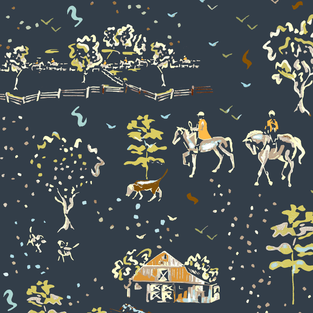 Farm Toile Midnight Wallpaper – Fritz Porter