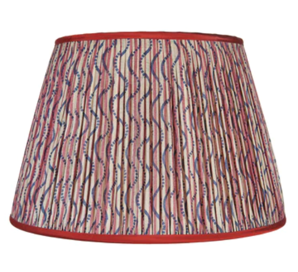 Penny Morrison Red/Blue Squiggle Silk Lampshade w/ Red Trim – Fritz Porter